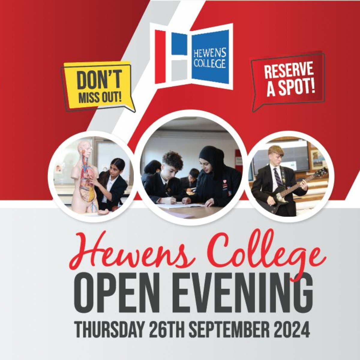 Brookside Primary - Hewens College Open Evening - Reserve Your Spot!